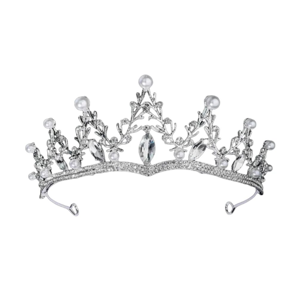 Королевская диадема из металла со стразами Серебряный, Silver-white