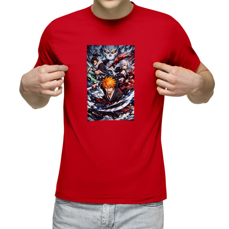 Мужская футболка «Аниме Блич Bleach Ичиго Куросаки» (красный, S)