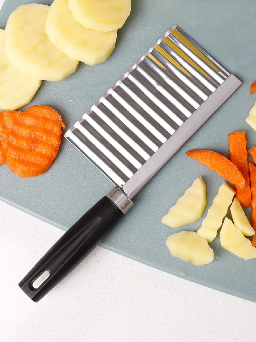 Нож слайсер для фигурной нарезки овощей и фруктов. Волнистый нож для резки.