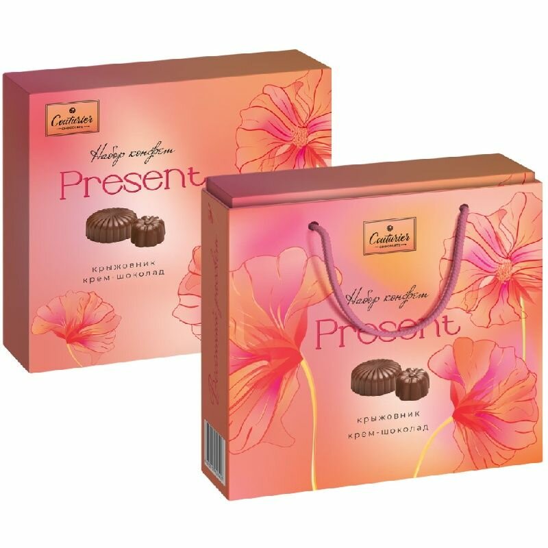 Конфеты COUTURIER PRESENT шоколадные "Весенний рассвет" с фруктовой начинкой крыжовник и крем шоколад (пакет с ручкой) 170г