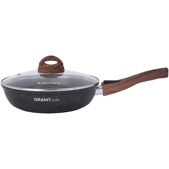 Сковорода Kukmara 26см съемная ручка с крышкой Granit ultra original (сго263а)
