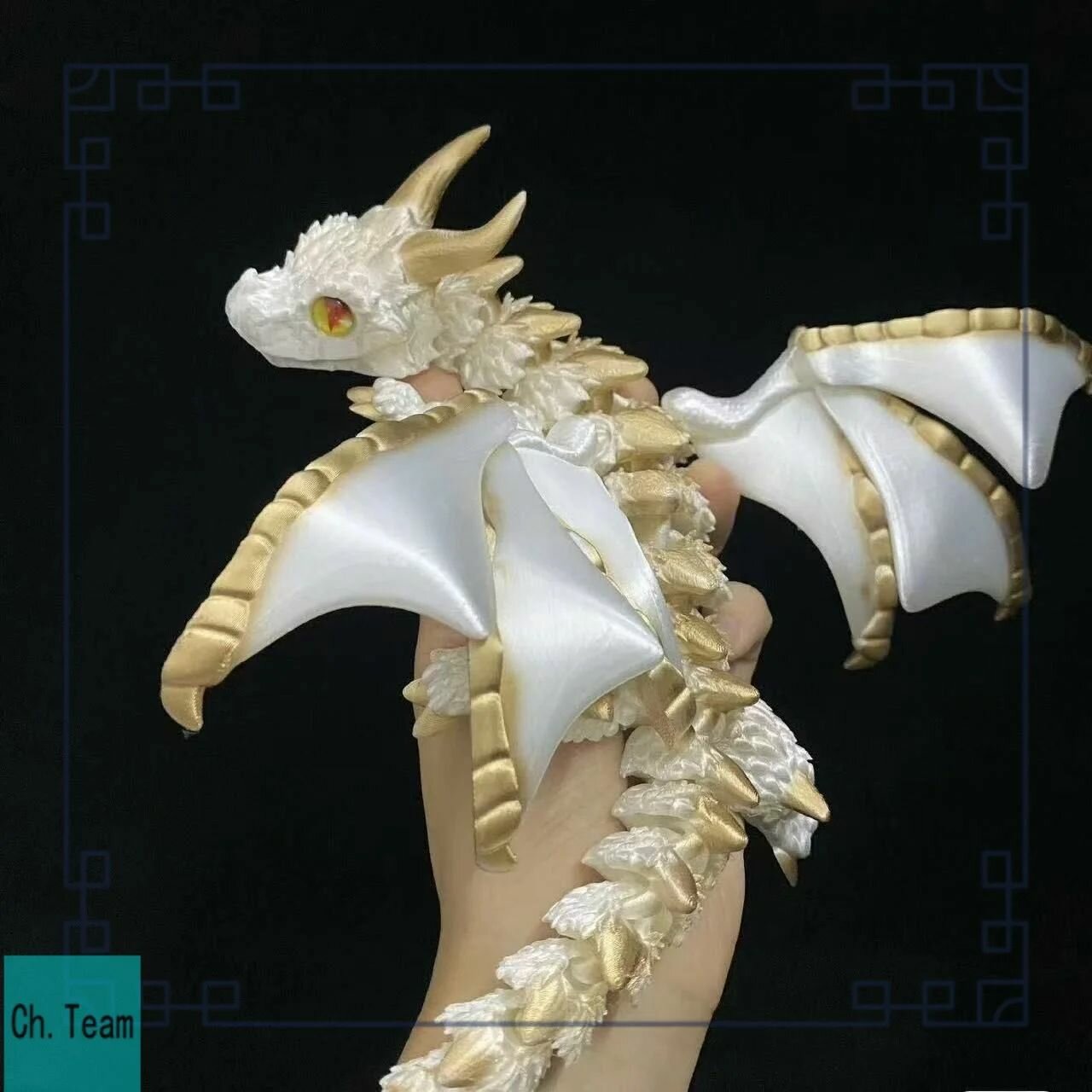 Напечатанный на 3D-принтере летающий дракон с двумя рогами и крыльями гибкая и подвижная детская игрушка