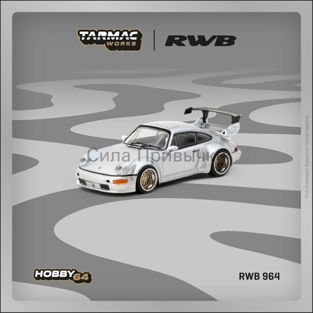 Машинка TW Tarmac Works 1:64 RWB 964 Silver Die-cast Alloy Model Collection Toy Children Gifts