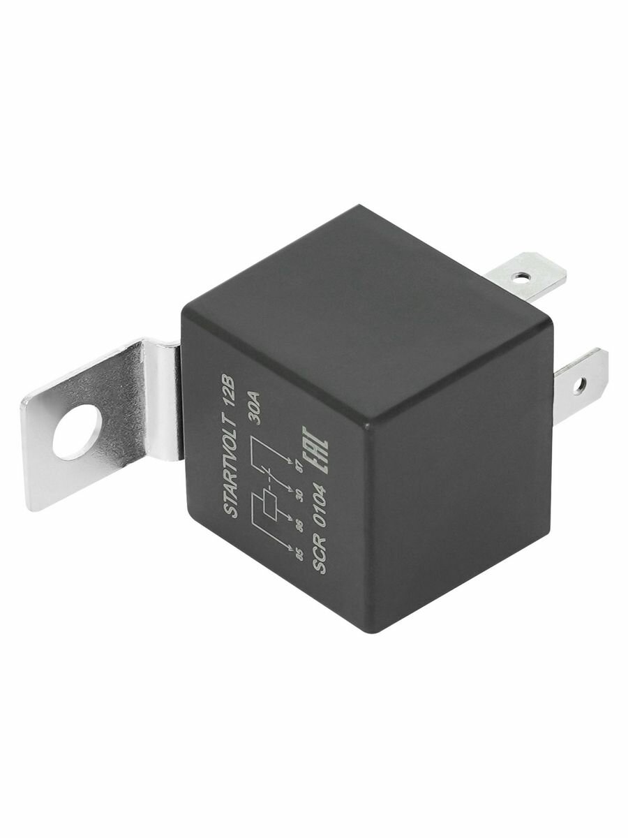Реле 4 контакта, 12V, 30A (с кронштейном, без резистора), StartVolt SCR 0104 для ВАЗ Лада