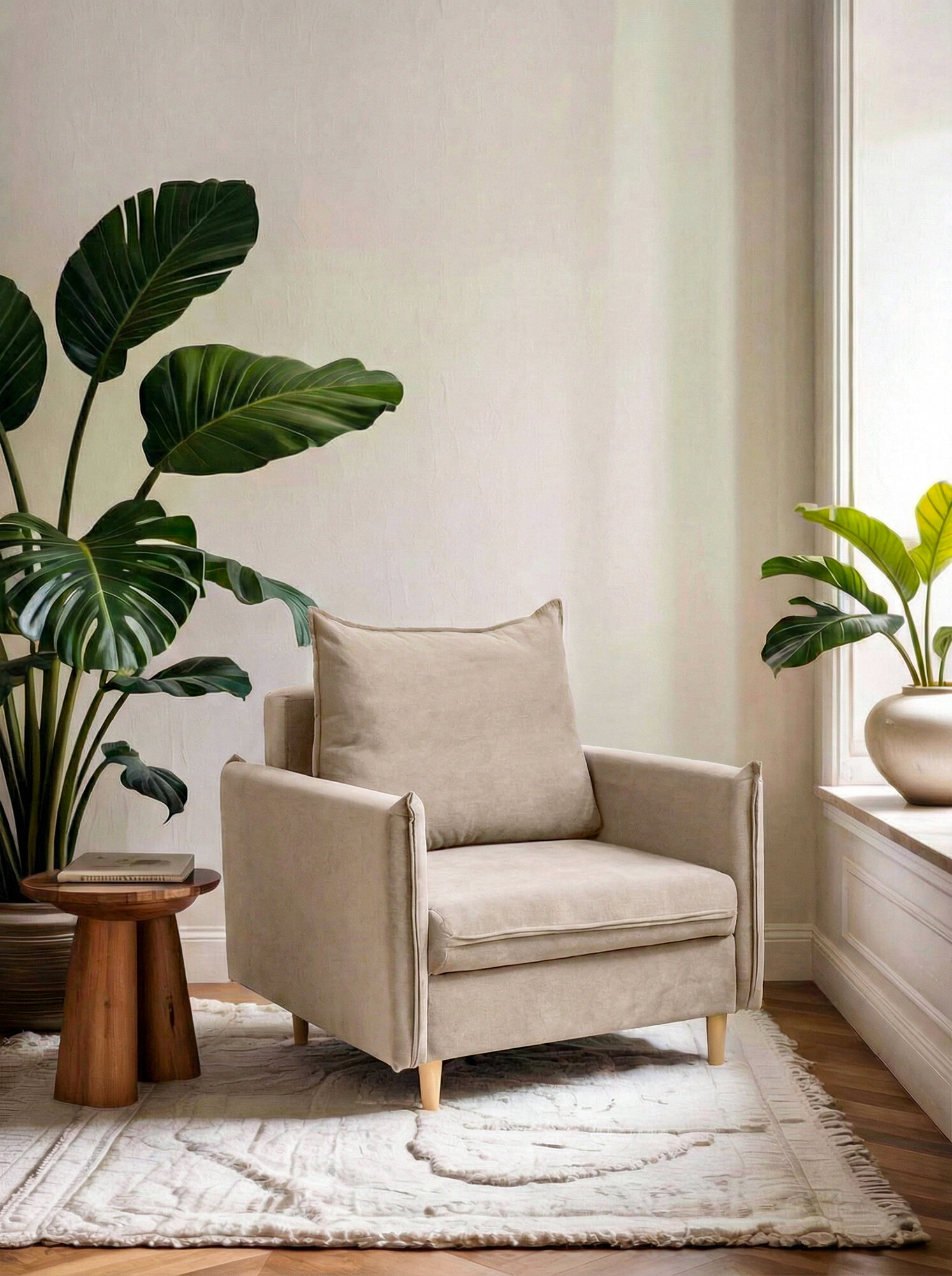 Кресло-кровать кресло раскладное Брендосс 335 износостойкий велюр, цвет бежевый