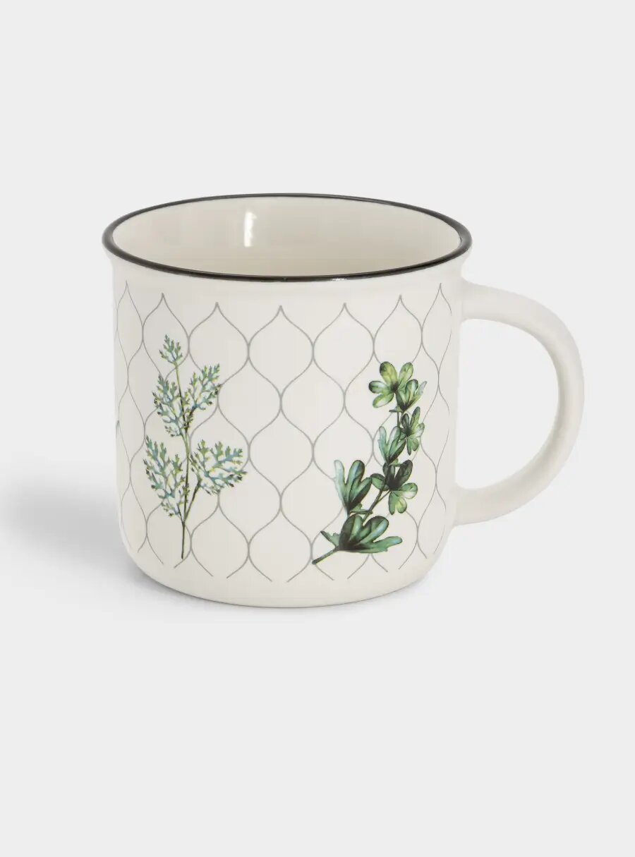 Кружка, 400 мл, фарфор N, белая, Зеленые ветки, Herbarium