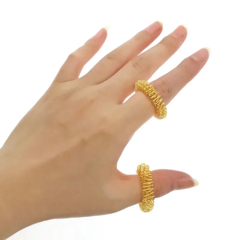 Массажёры для пальцев рук, Су-джок в наборе 3 шт, цвет золотистый