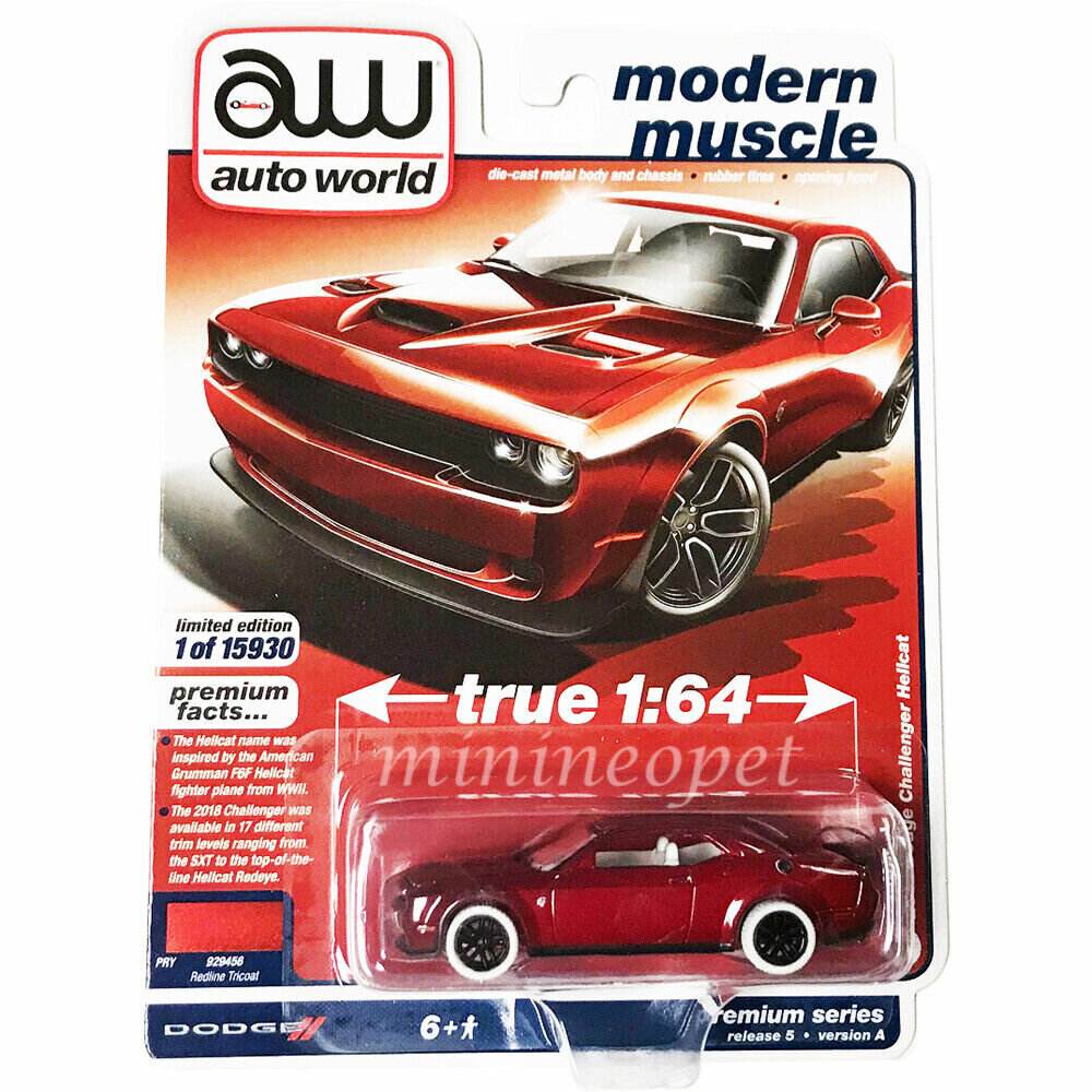 Auto World 1:64, литая модель автомобиля, серия Секретный вариант(2018 Dodeg Challenger Hellcat)