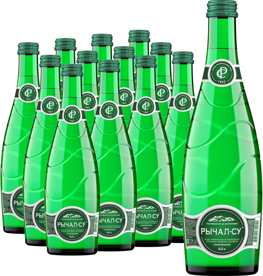 РычалСу Стекло 0,5л./12шт. Рычал-Су Вода минеральная природная лечебная Россия