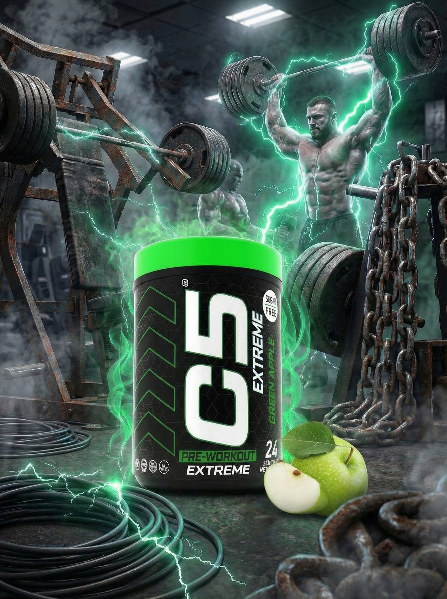 Предтренировочный комплекс C5 EXTREME, зеленое яблоко, 336г/24 порции