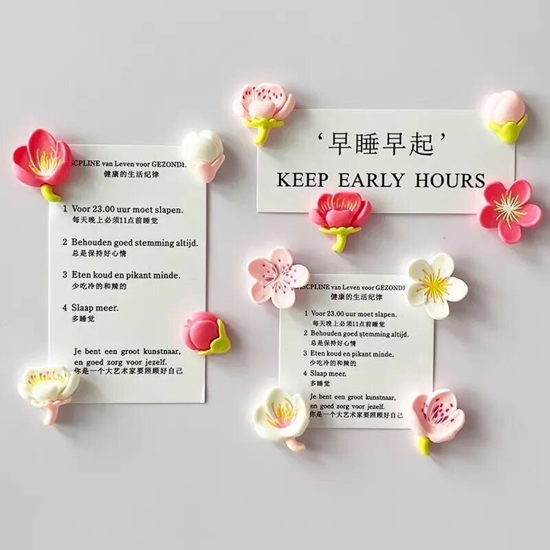 Набор магнитов цветы из смолы, 12 шт,12, разноцветный