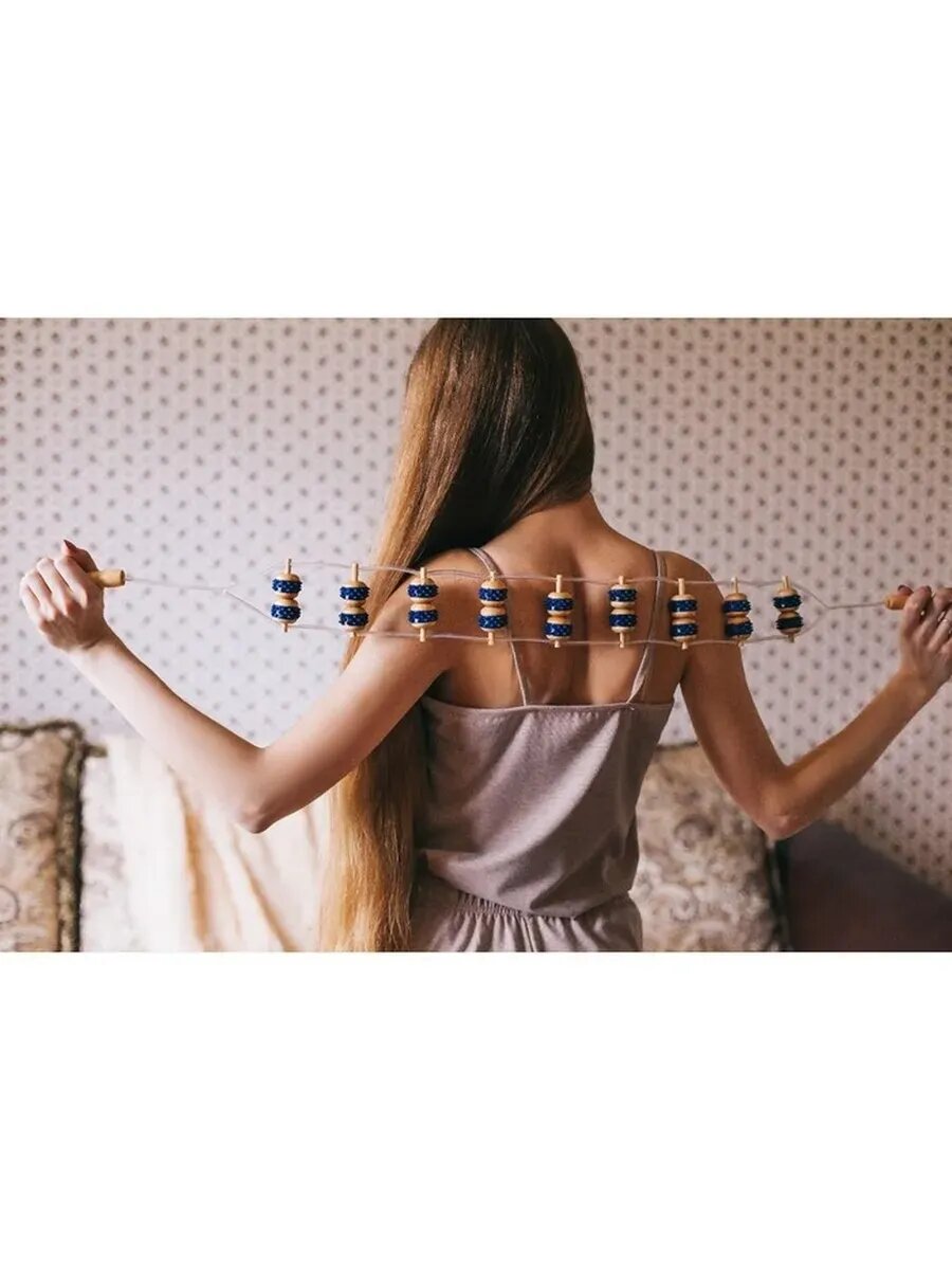 Деревянный массажёр-лента для тела с шипами