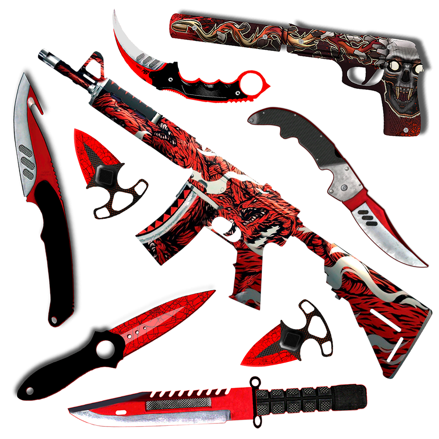 Набор деревянного оружия КС ГО (CS GO)- 9 предметов и 5 мишеней в подарок