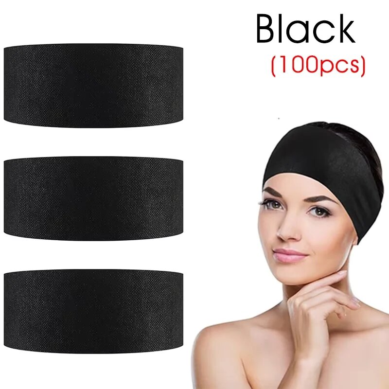 Одноразовые повязки на голову HMQ beauty 10 шт. Черный, 100pcs-Black