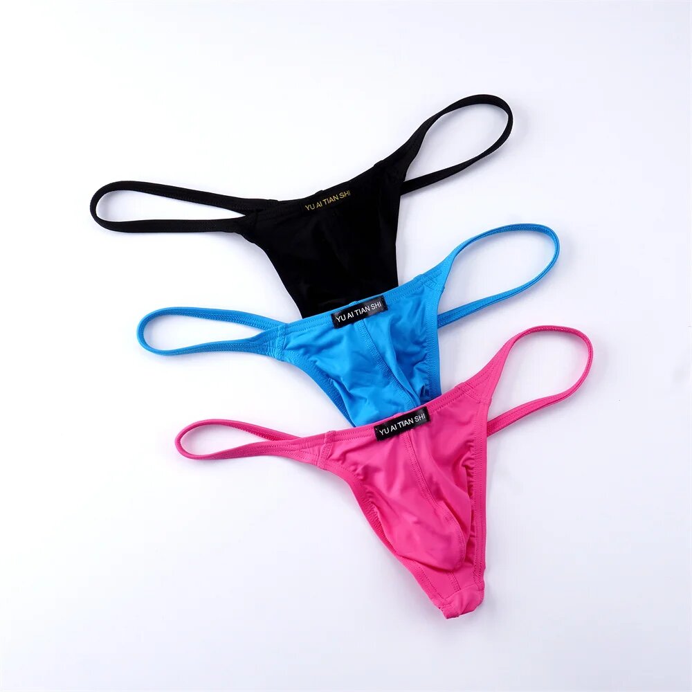 Мужские стринги 3 шт. L, Black SkyBlue Rose