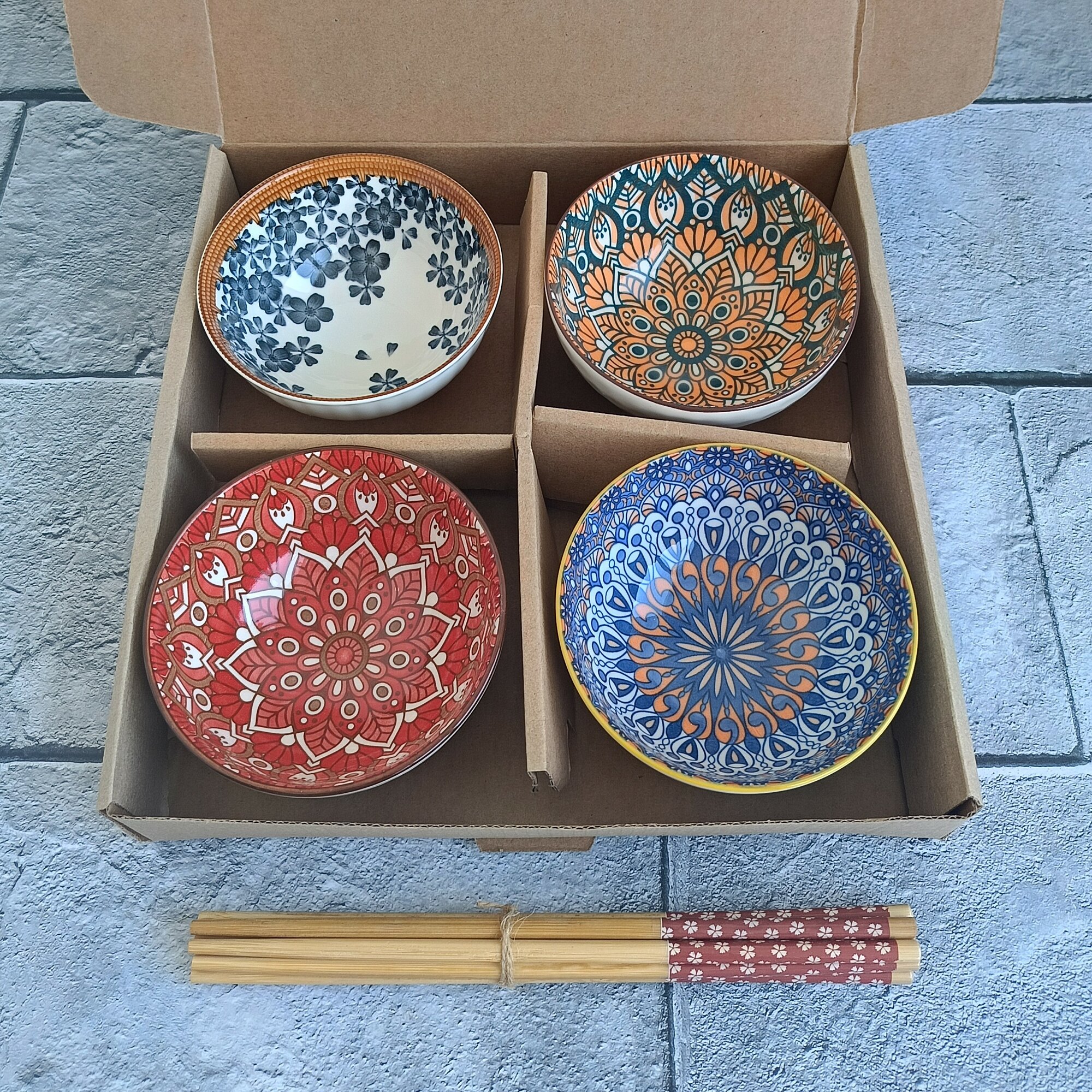 Пиала сборная 2, 300 мл, набор из 4 штук Пиалы для супа каши салата