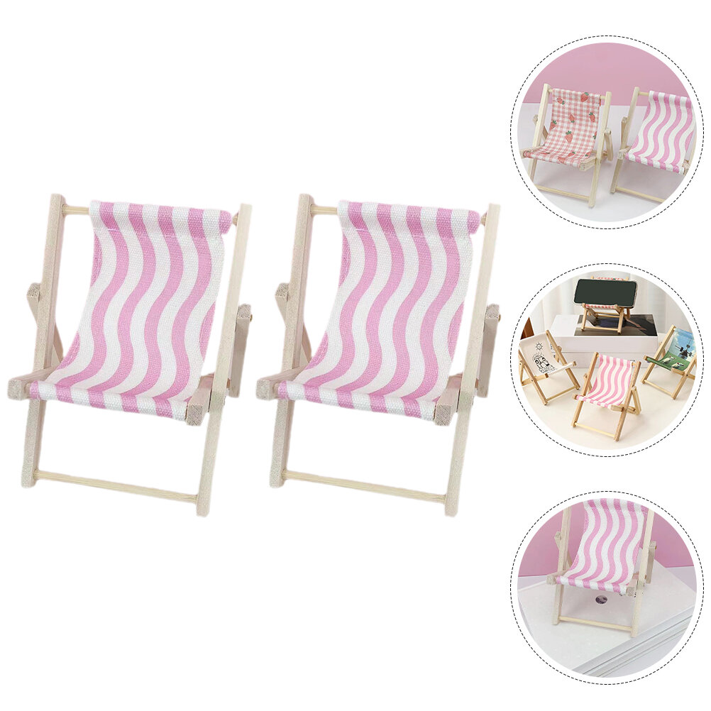 Комплект из двух подставок для телефона в виде пляжных кресел, устойчивое расположение, размер 12,00 12,00 10,00см