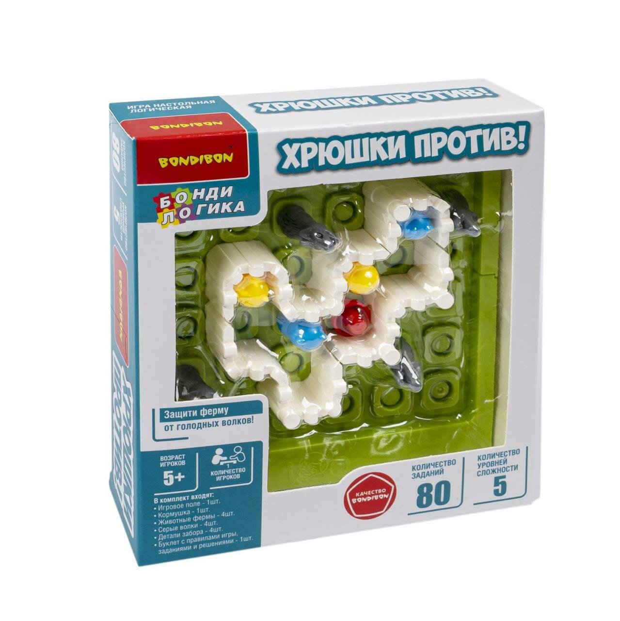 Игра БондиЛогика "Хрюшки Против", логическая, развивает логику, 1-2 игрока, от 5 лет