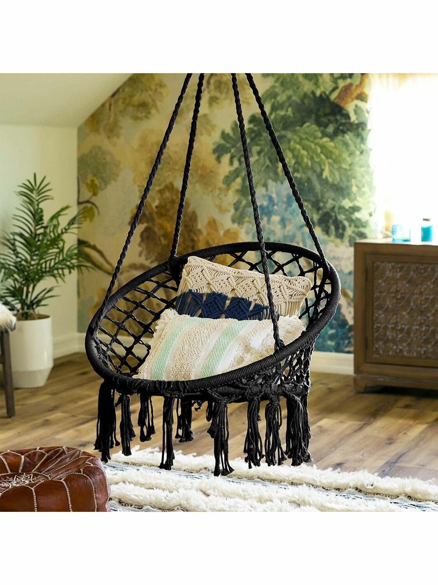 Подвесной стул, хлопчатобумажная веревка, плетеная подвесная корзина, качели, кемпинг на открытом воздухе