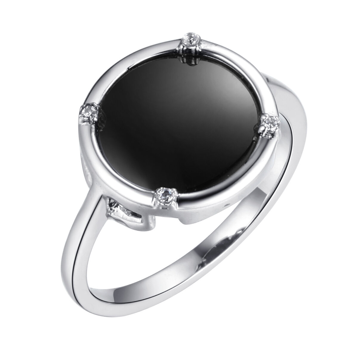 Кольцо, серебро, 925 проба, керамика, фианит