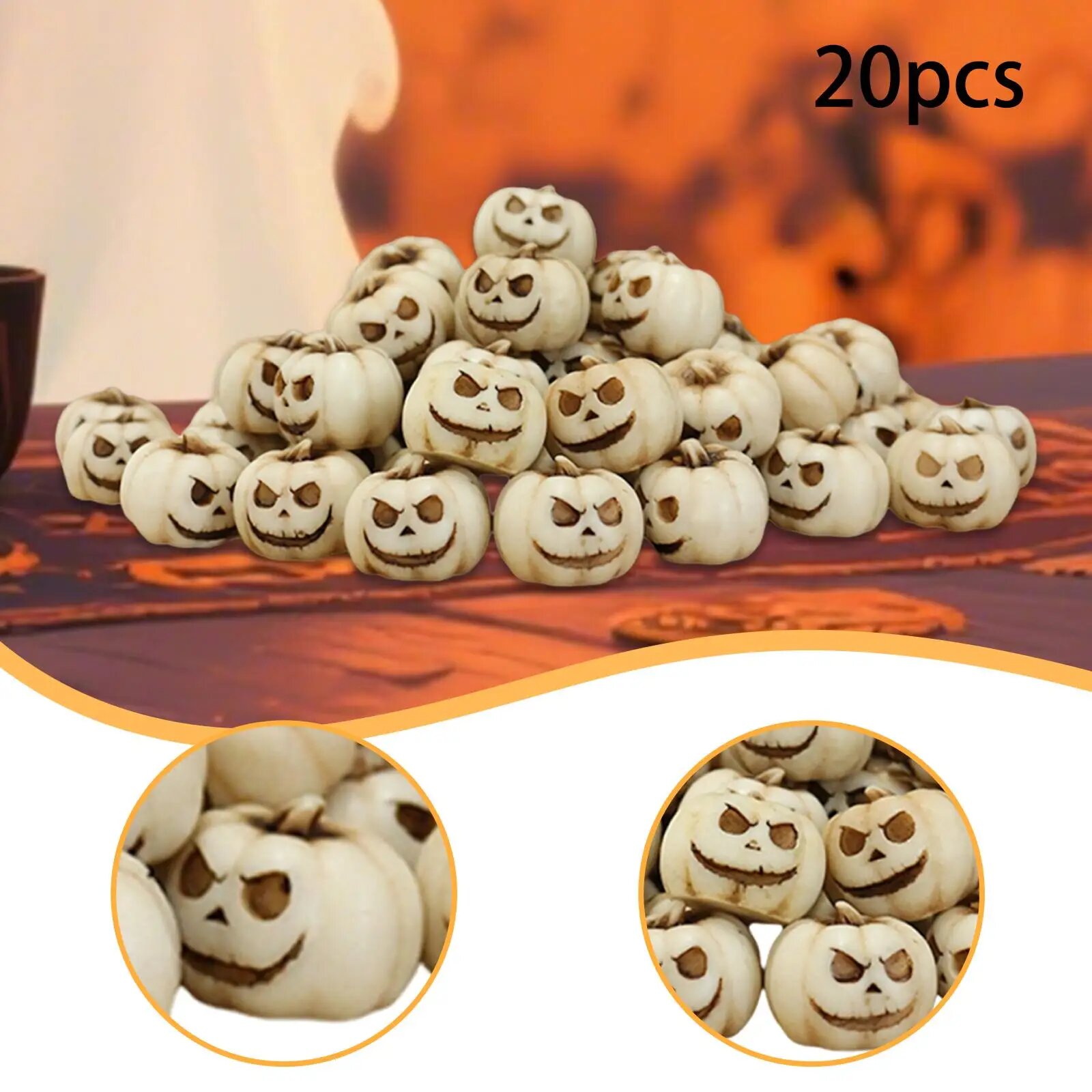 20 шт. Статуэтки тыквы белые, Halloween