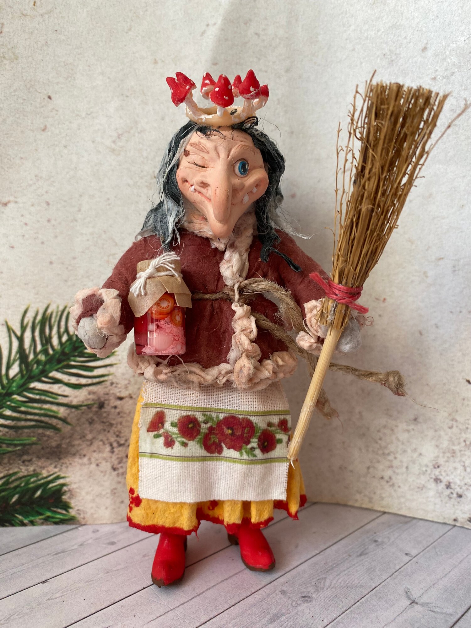 Ватная игрушка Баба Яга.