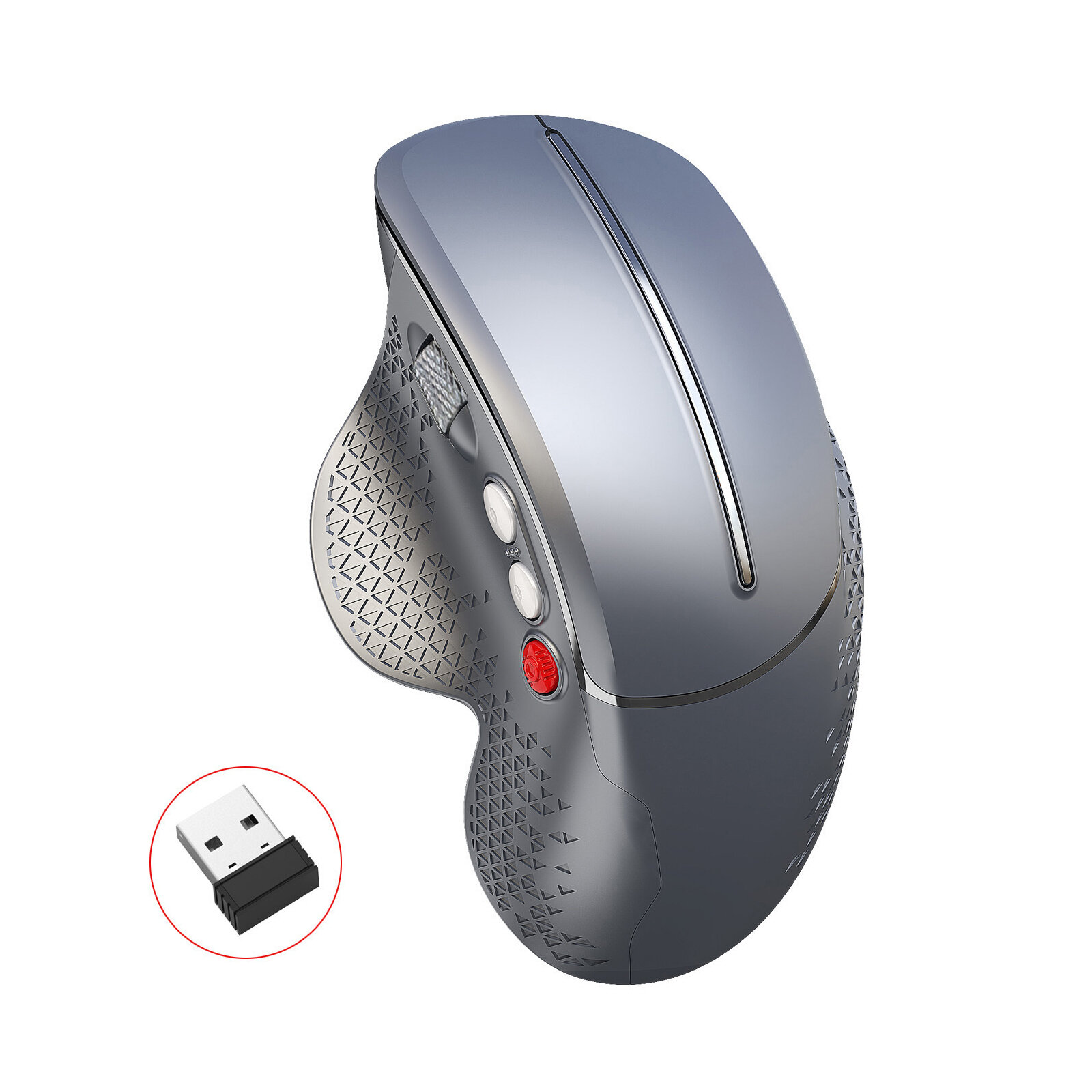 Беспроводная вертикальная мышь 2.4G, эргономичная вертикальная игровая мышь, 6 кнопок, боковое колесо прокрутки из алюминиевого сплава, защита от мыши, радиус действия 10 м