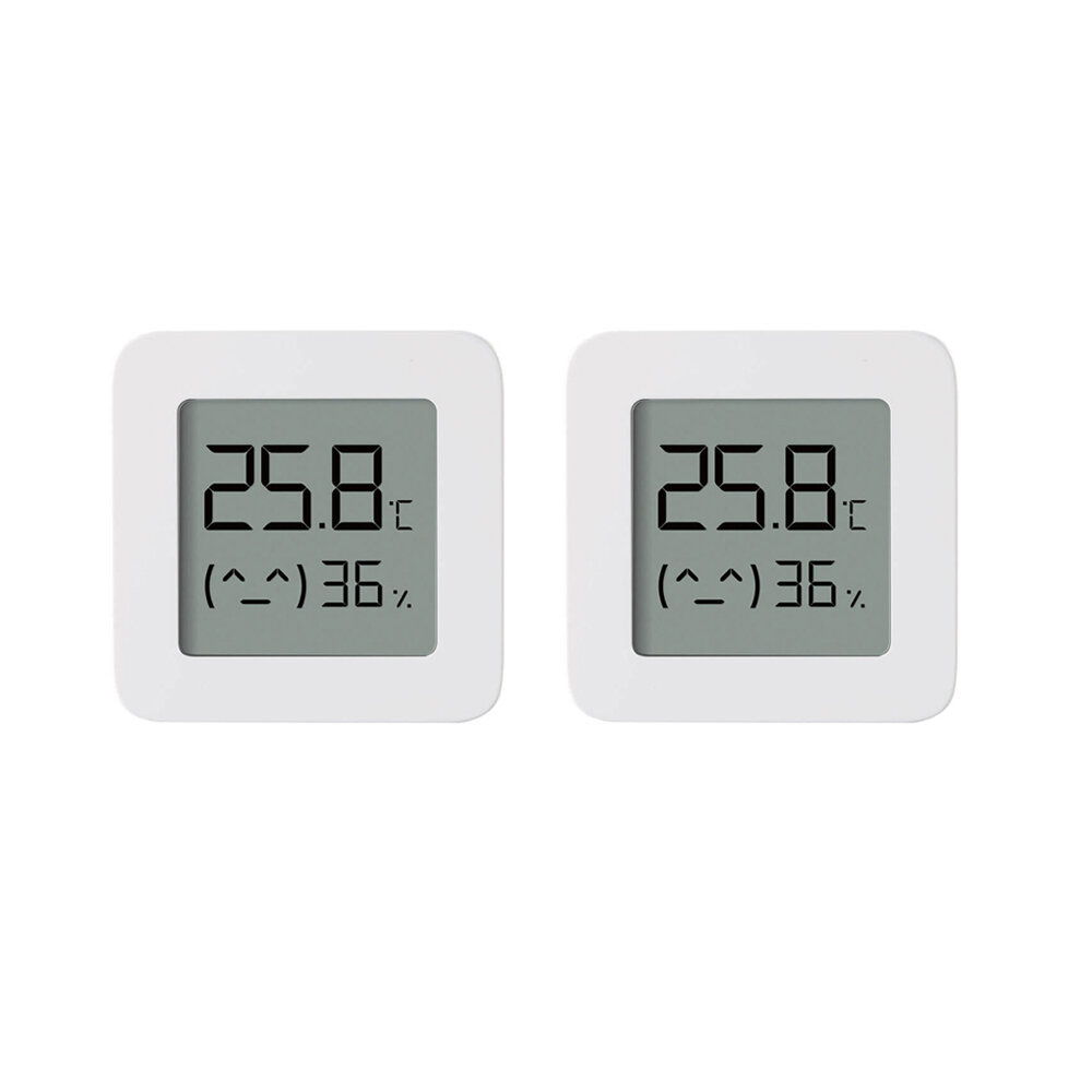 2pcs Xiaomi BT Thermometer 2 Wireless Smart Digital Hygrometer Humidity Sensor Mijia APP, BT 4.2 BLE, Measure range 0-60 Deg.C, Temperature display resolution 0.1Deg. C, Humidity range 0%-99%RH, Humidity display resolution 1% RH