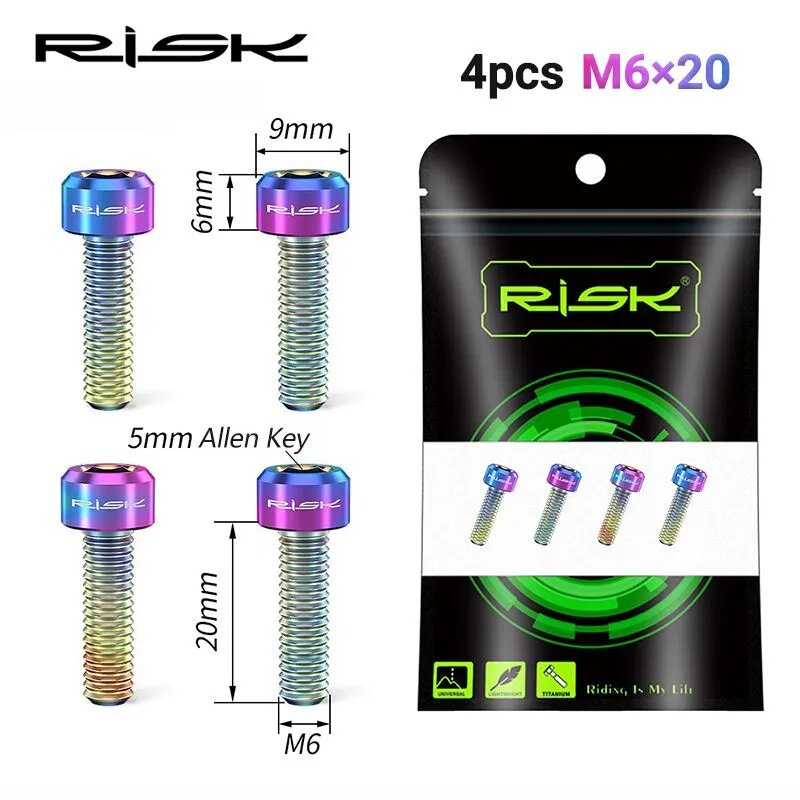 M6x20MM Тормоз дисковый Болты для крепления велосипеда 4шт Титановый сплав Красочный