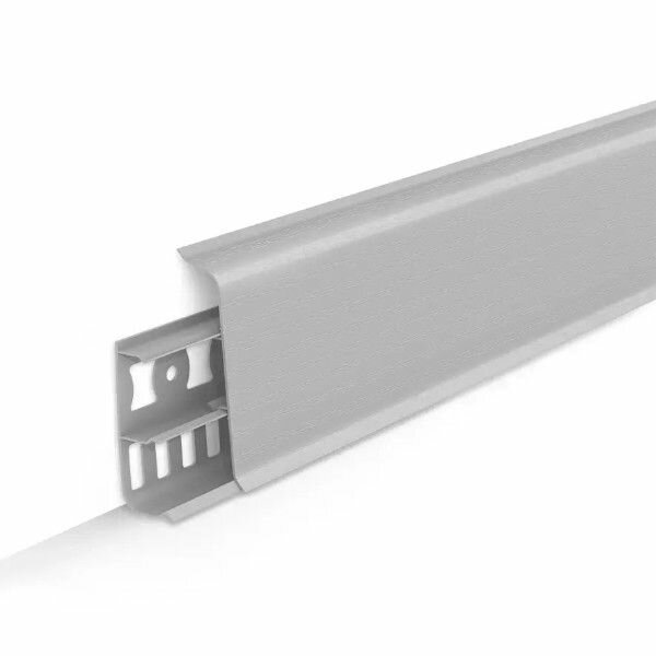 Плинтус напольный пластиковый ПВХ, Серый 70 мм, влагостойкий 2200 мм -1 шт