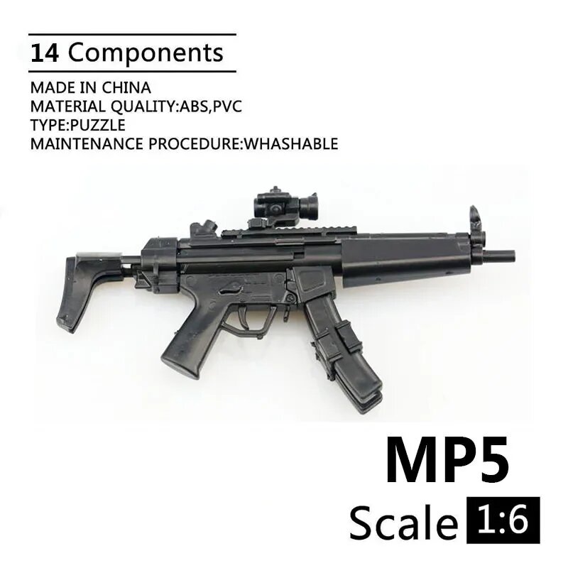 GRAPMAN 1/6 MP5 пистолет-пулемет черный пластик black