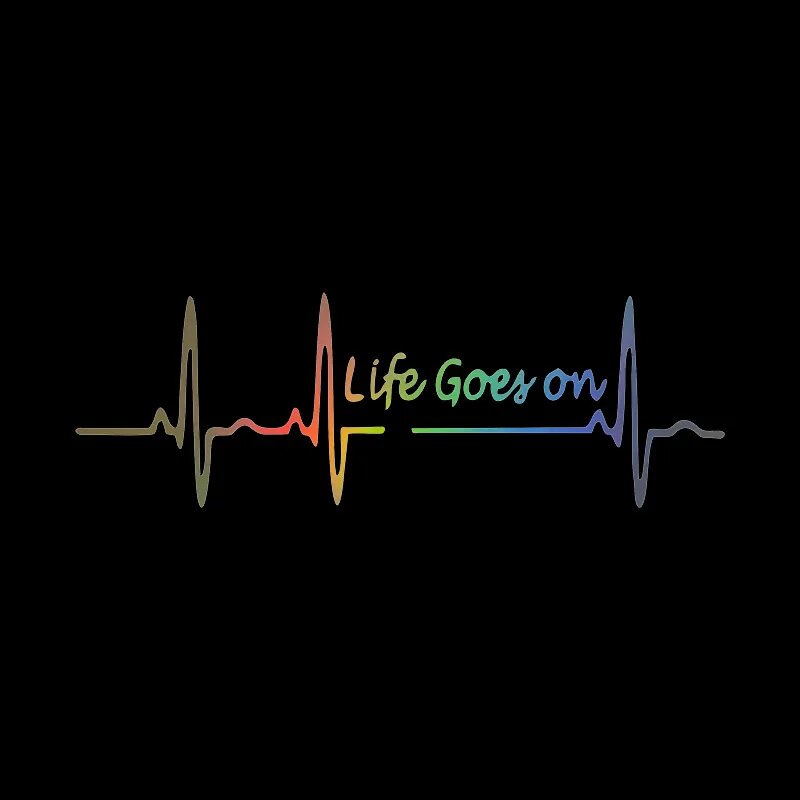 Наклейка на авто "Life Goes On" с пульсом, 17x6 см, Colorful