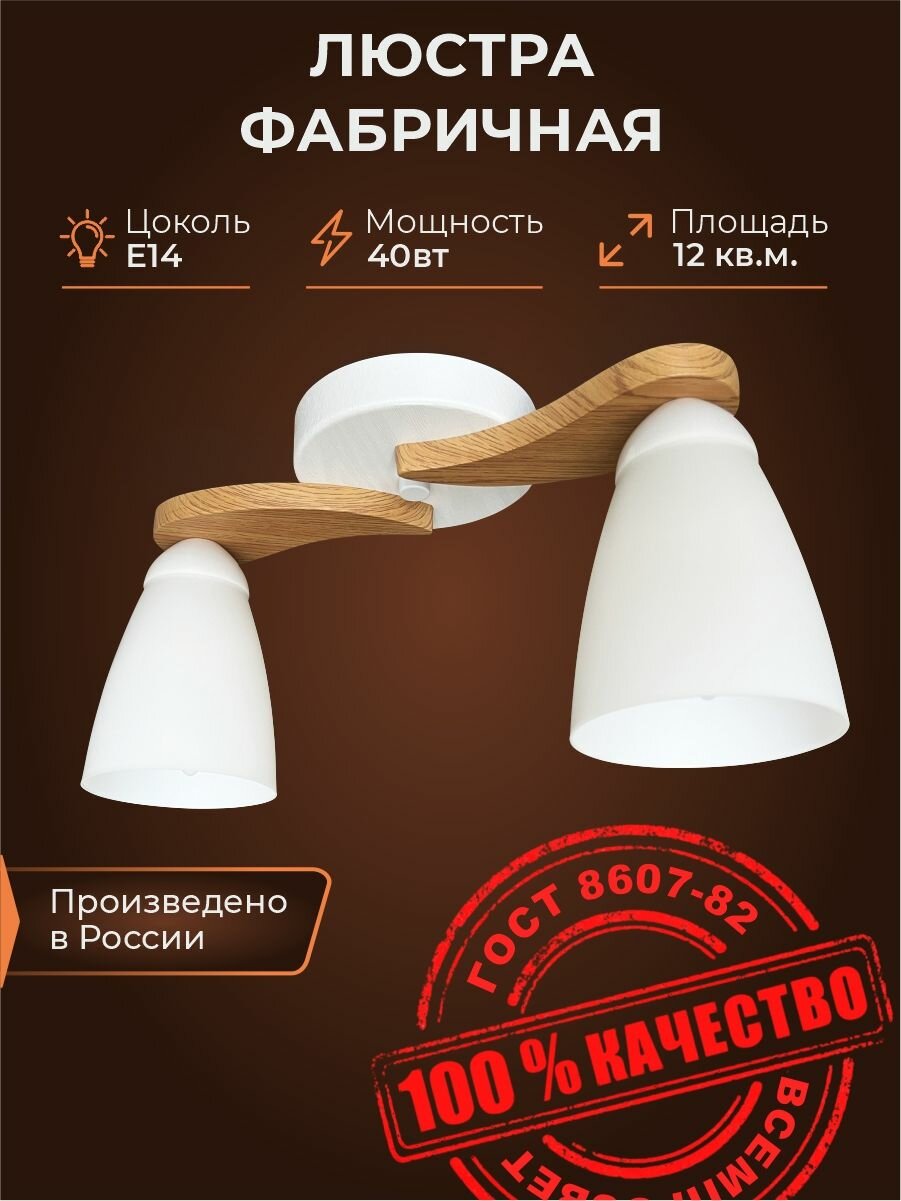 Потолочная рожковая люстра SN-2-E14 белый натуральный с пластиковыми плафонами