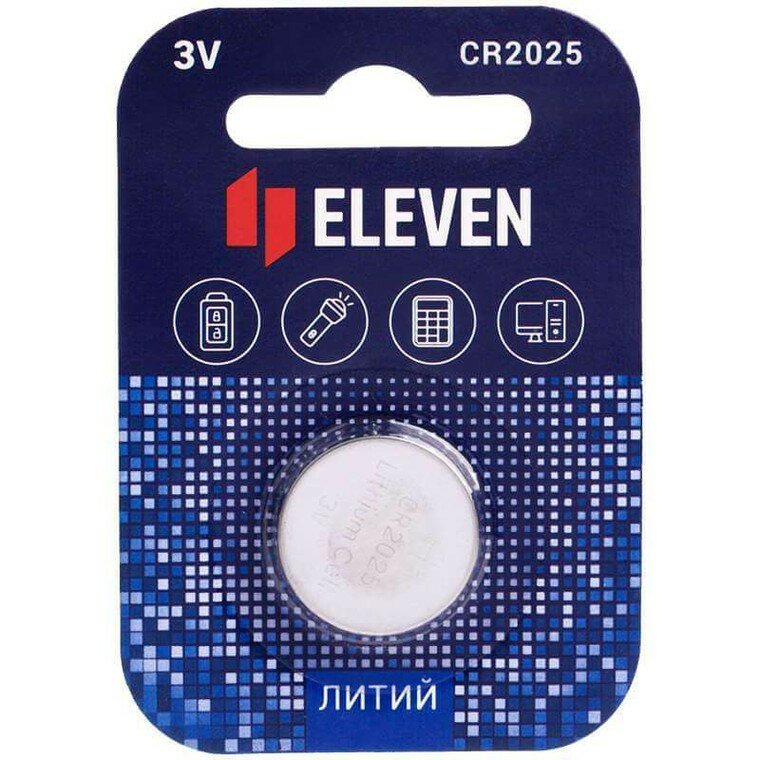 Батарейка дисковая литиевая тип CR2025, Eleven (1шт в блистере), 301759 3 V-test