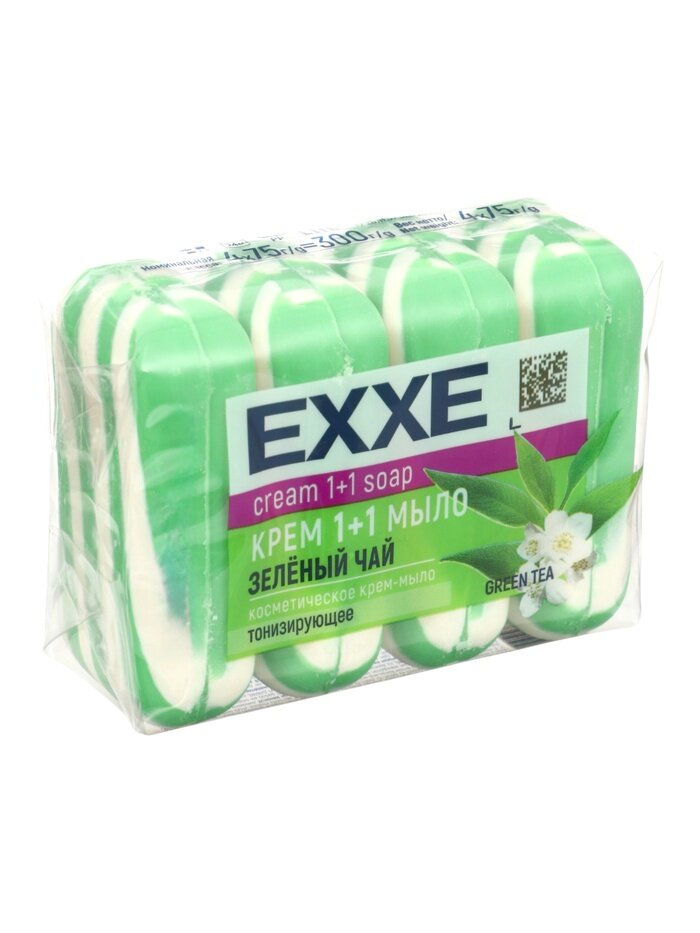 Exxe Туалетное мыло косметическое EXXE 1+1 «Зелёный Чай» 4×75 г