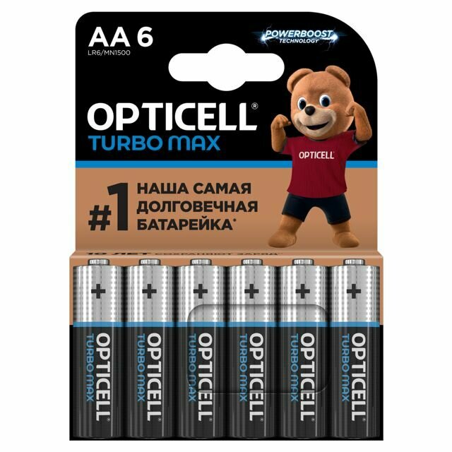 Батарейка OPTICELL Turbo Max 1,5В алкалиновая AA 6шт, с нейлоновым покрытием