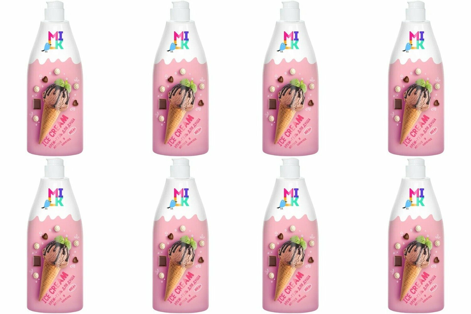 Крем-гель для душа MILK Молоко и шоколад, 800 мл, 8 шт