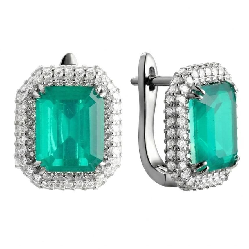 Серьги, серебро, 925 проба, ситалл, фианит