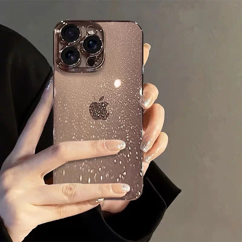 Чехол для iPhone 16 прозрачный с блестками, матовый, с защитой объектива, пыленепроницаемый, не желтеющий, стиль Зоу