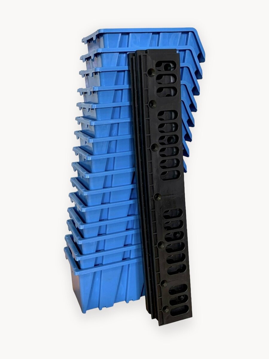 Набор лотков для метизов 15шт синие №1 150х95х70мм + планка 350мм 4 шт