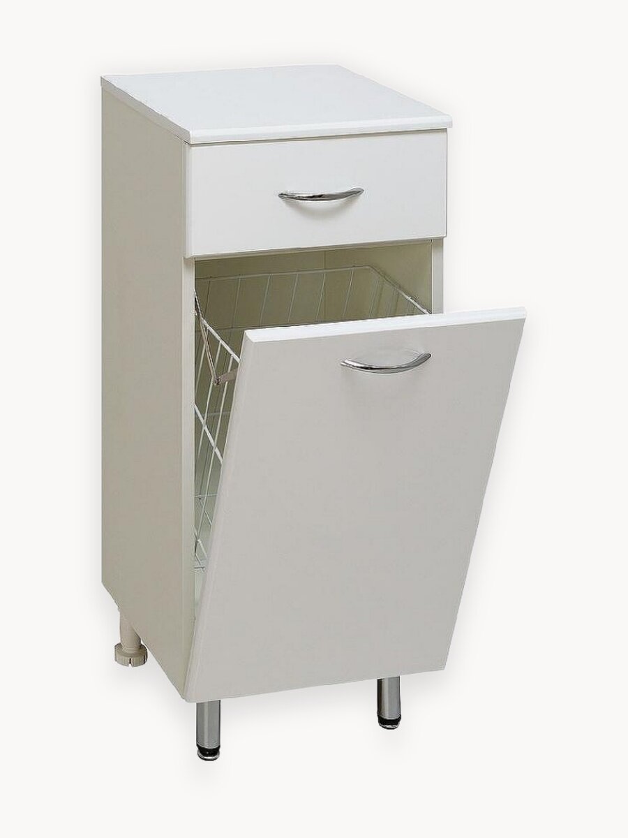 Тумба Runo Эконом 30 00000000112 с бельевой корзиной Белая МДФ / ЛДСП