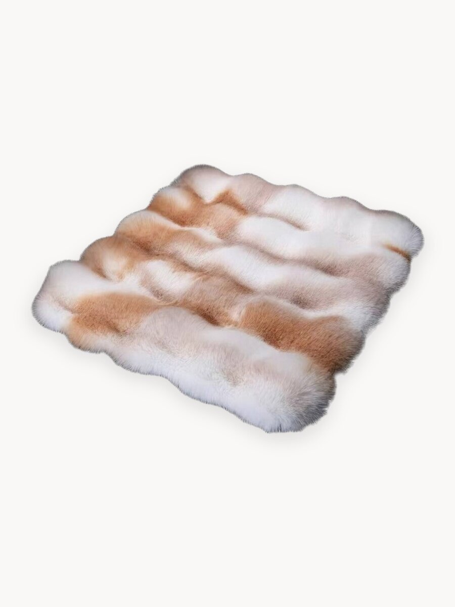 Накидка на сиденье "PSV" Rex Lux PAD искусственный мех бело-коричневый 45Х45 (1 шт.)