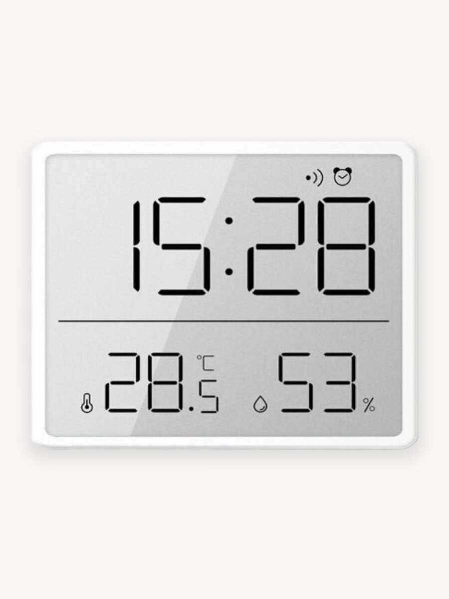 Электронные часы, будильник, метеостанция, антибликовое стекло, белый