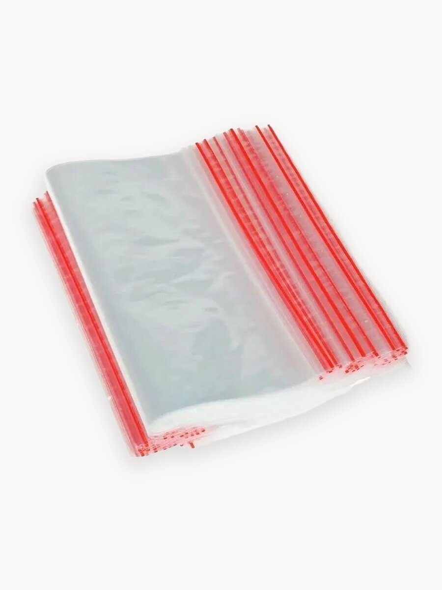 Упаковочный прозрачный пакет "MOURJE" 35х45 см прозрачный гриппер с замком зип лок для хранения вещей и продуктов, набор 100 шт