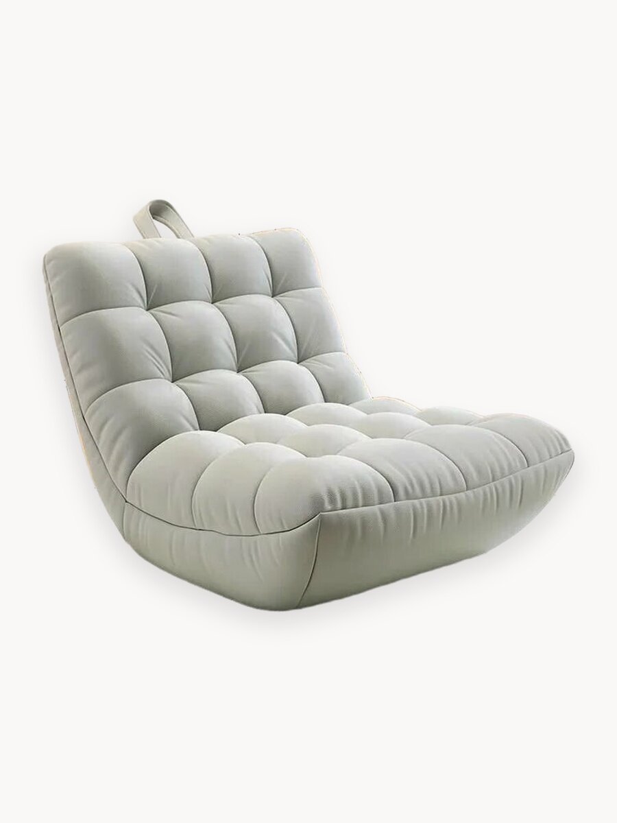 KNOW EASY-Бескаркасный пуф Диван, Мех искусственный, Размер S, светло-серый, белый