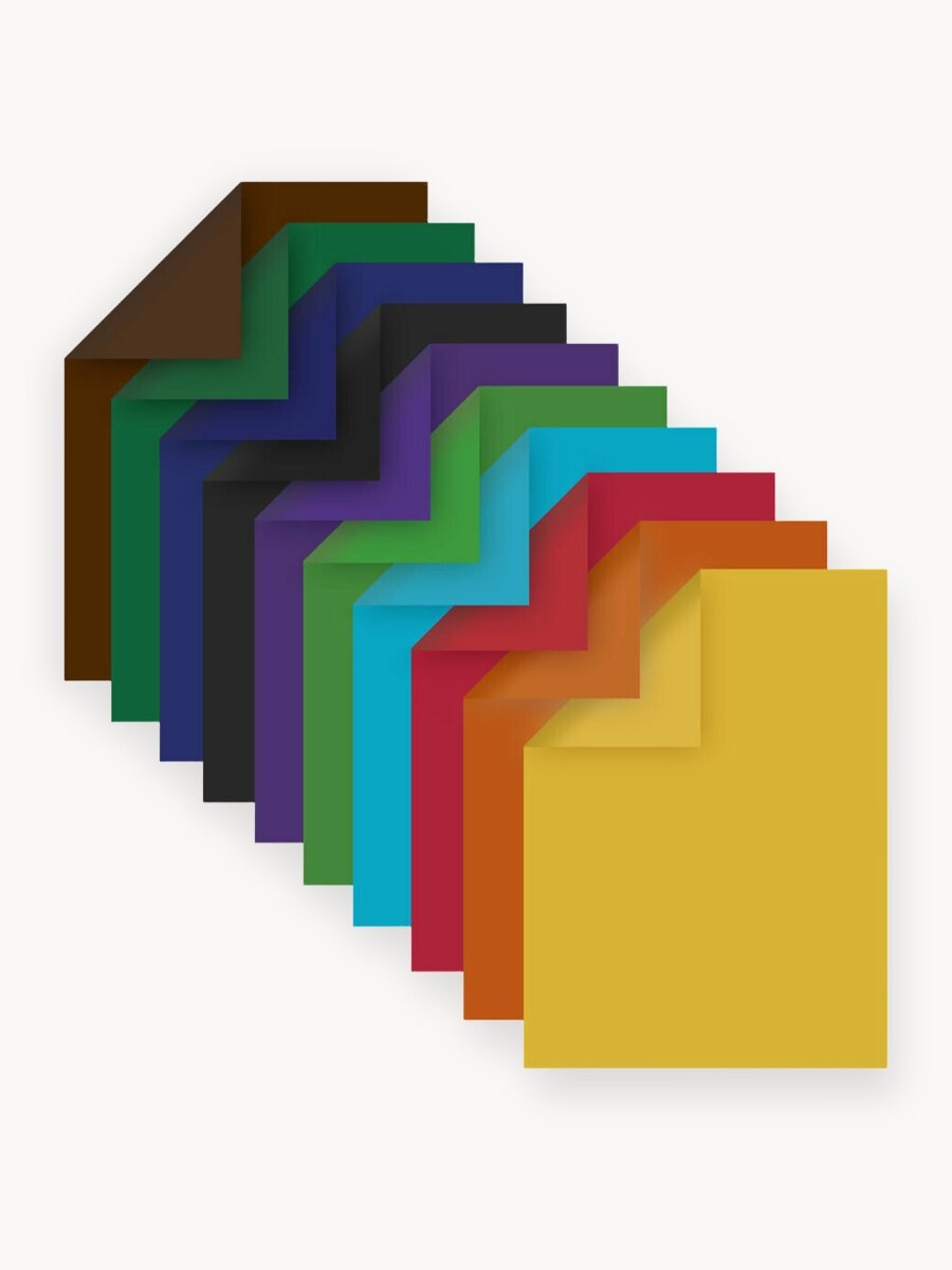 Цветная бумага формата А4, двусторонняя тонированная в массе для творчества / оформления А4 80 листов 10 цветов, 80 г/м2, Brauberg, 113503