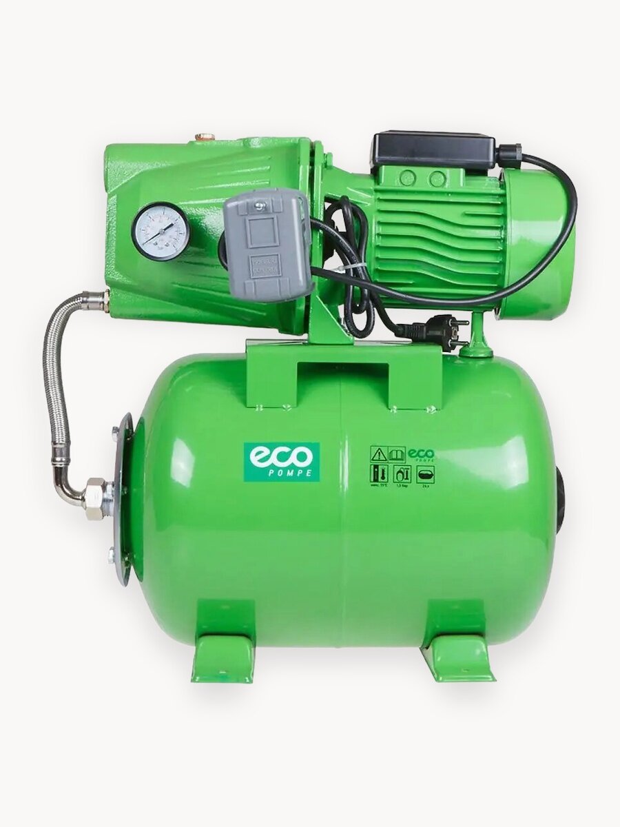 Насосная станция для дома дачи автоматическая ECO GFI-904, 900 Вт, 3100 л/ч, 42 м, бак 24 литра