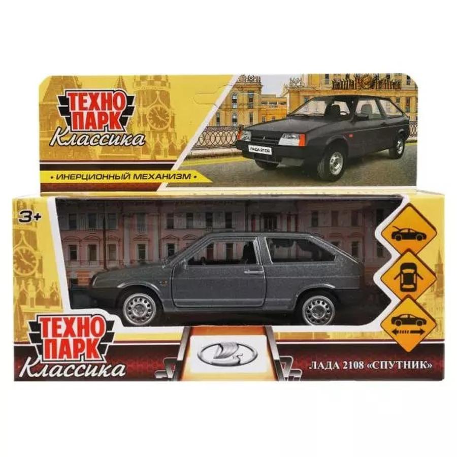 Моделька LADA-2108, металл, 12 см, двери, багаж, серый, Технопарк 326422