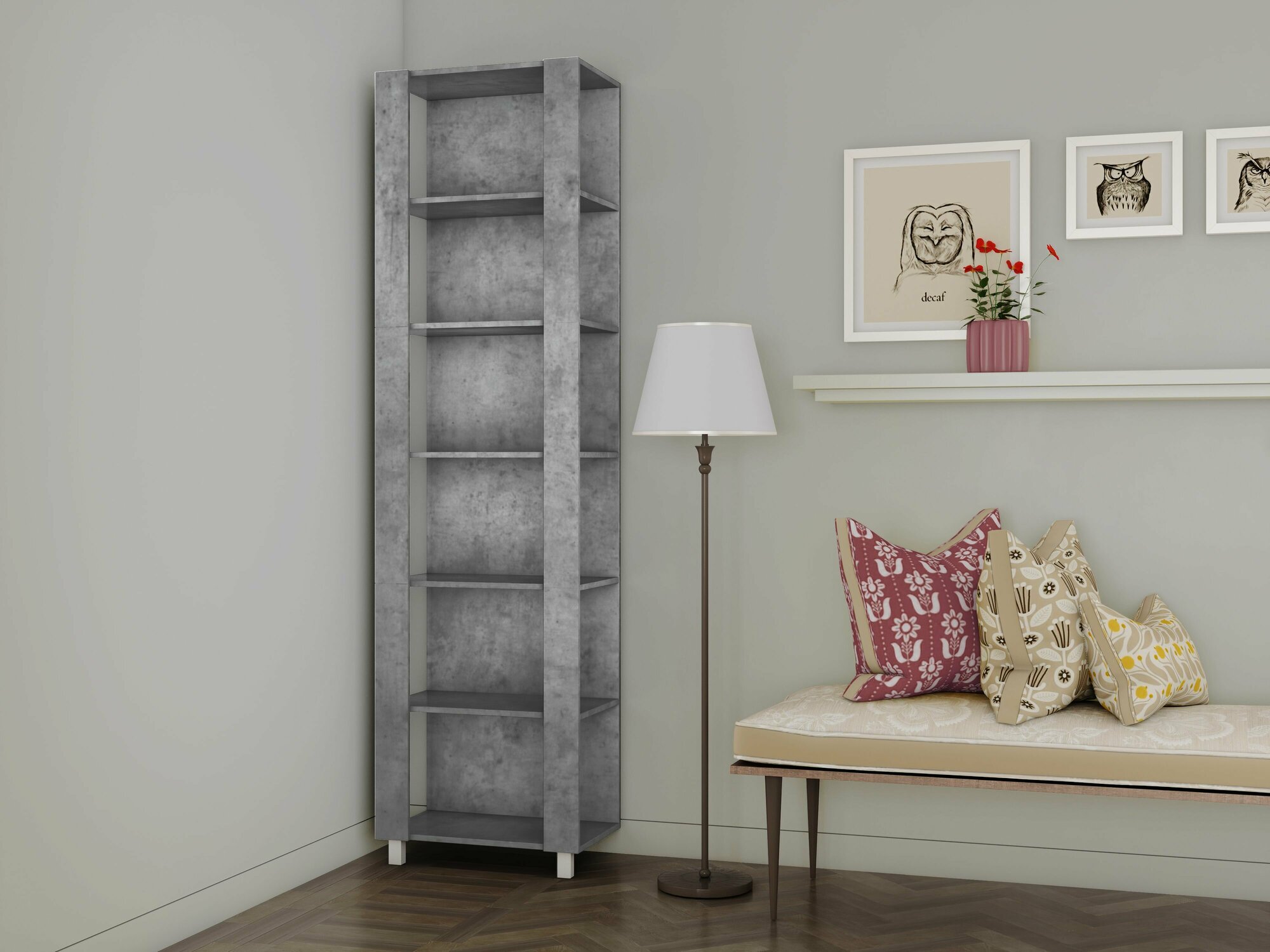 Стеллаж модульный Универсальный 35х44х220, Мебельная компания Е1, Бетон