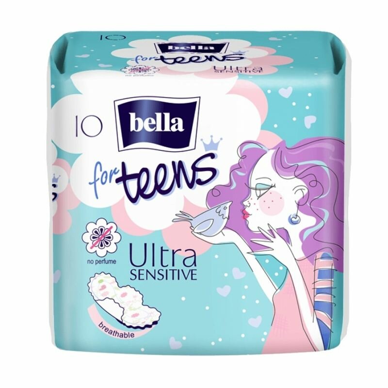 Супертонкие гигиенические прокладки женские Bella for teens Sensitive, 1 упаковка